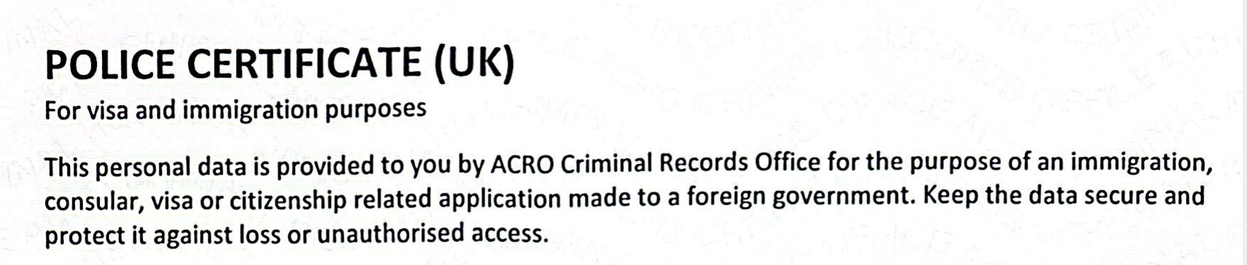 Sworn Spanish Translation of Police Certificates: ACRO & ICPC